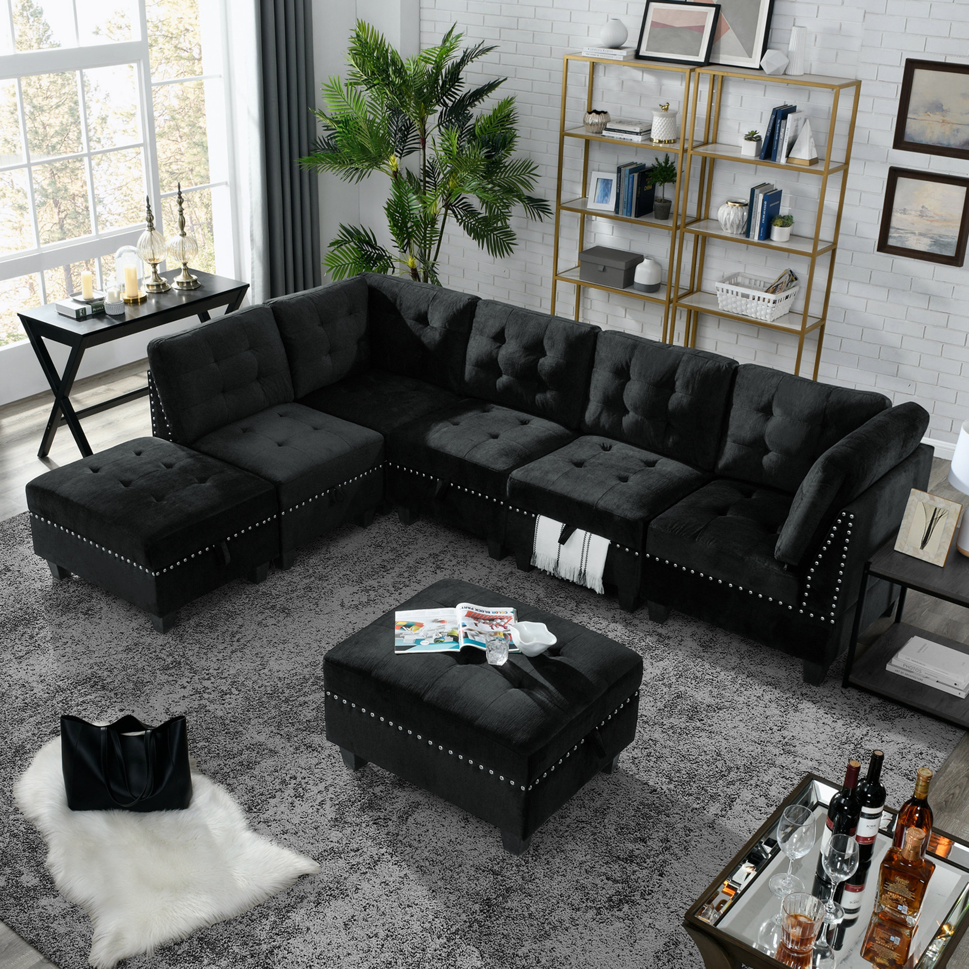 Latitude Run® L shape Modular Sectional Sofa,DIY Combination,includes ...