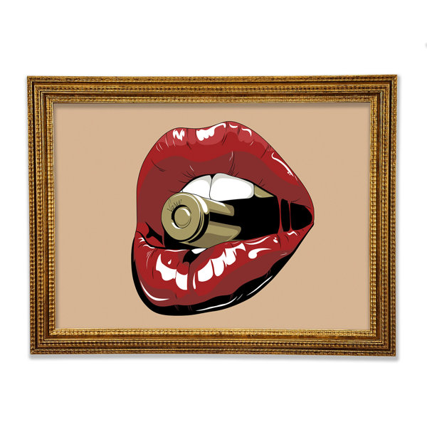 Happy Larry Red Lips On Bullet Framed Print | Wayfair.co.uk