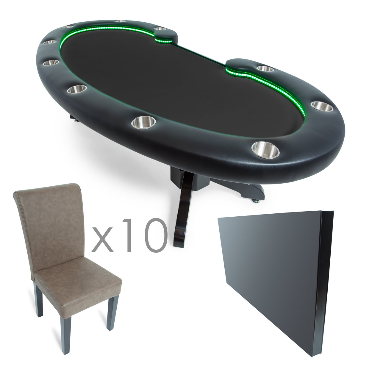 BBO Poker Lumen HD Lighted Poker Table with Speed Cloth Playing Surface ...