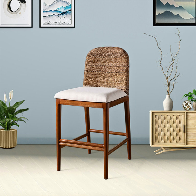 Trent Austin Design® Robin Counter Stool in Seagrass and Acacia Wood ...
