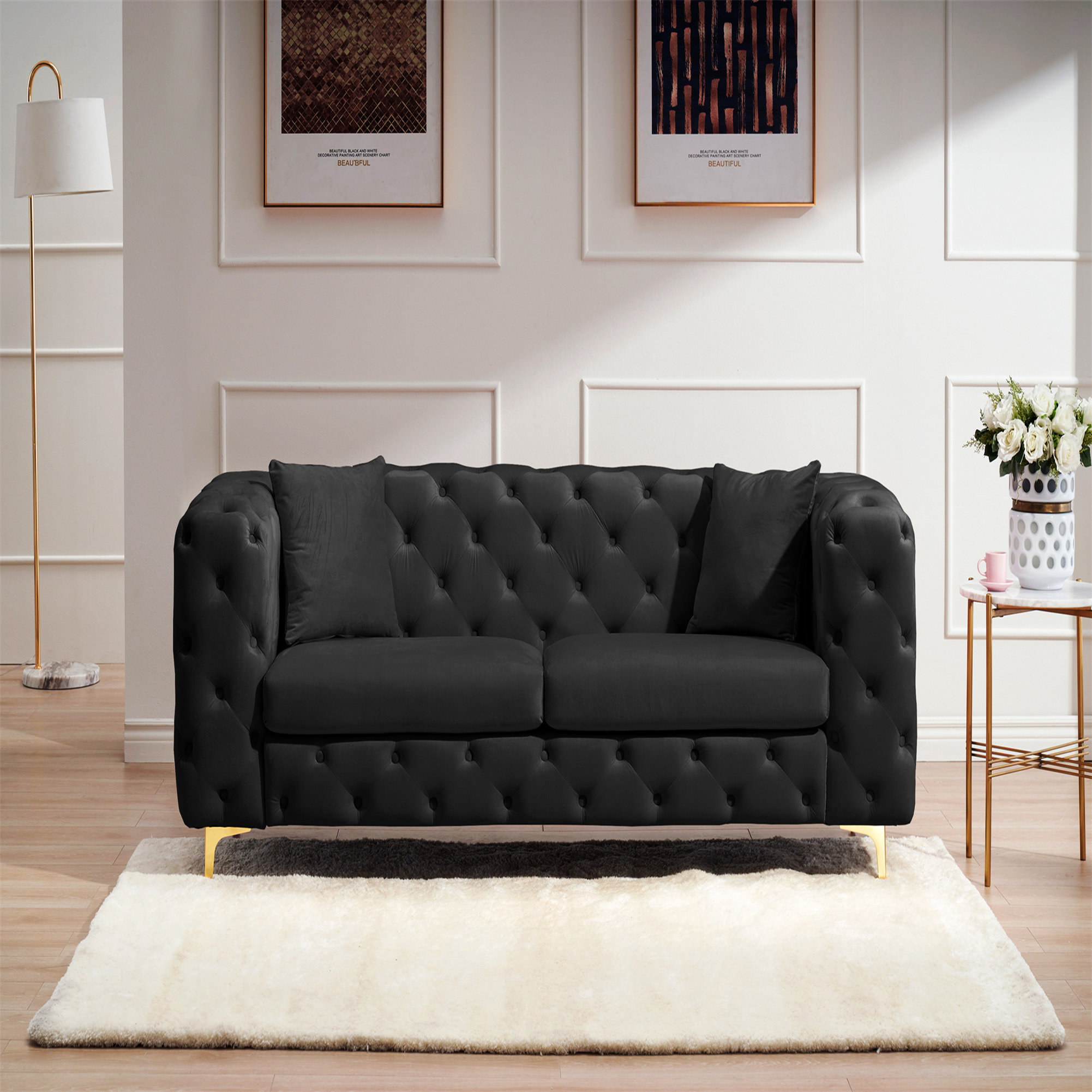 Everly Quinn Cranebrook 79.19'' Velvet Rolled Arm Sofa Modern Sofa ...