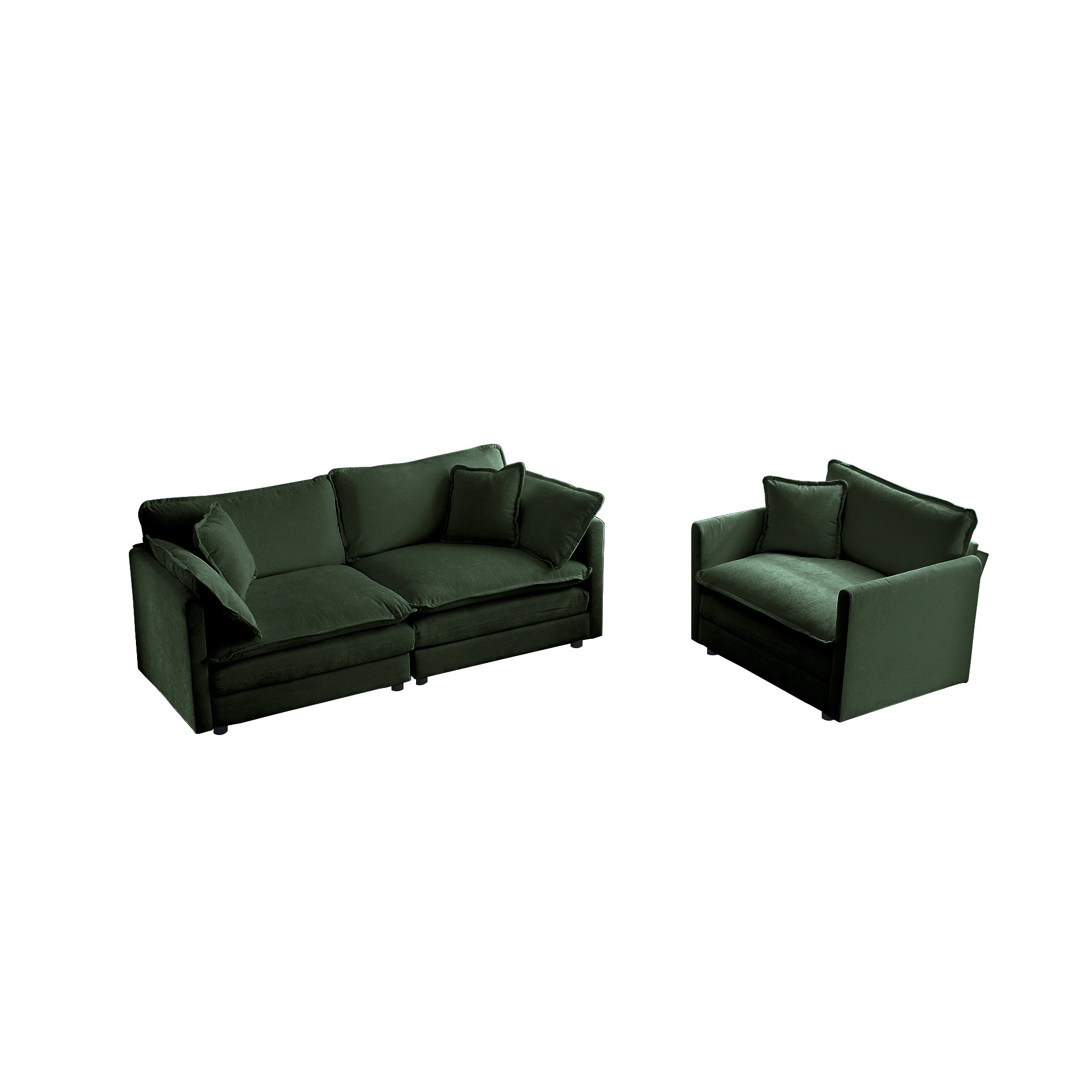 Latitude Run® Modern Sofa 2 Seater Loveseat And Chair Set, 2 Piece Sofa ...