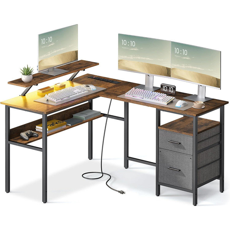 17 Stories Milvi 59.3'' W L-Shaped Computer Desk | Wayfair