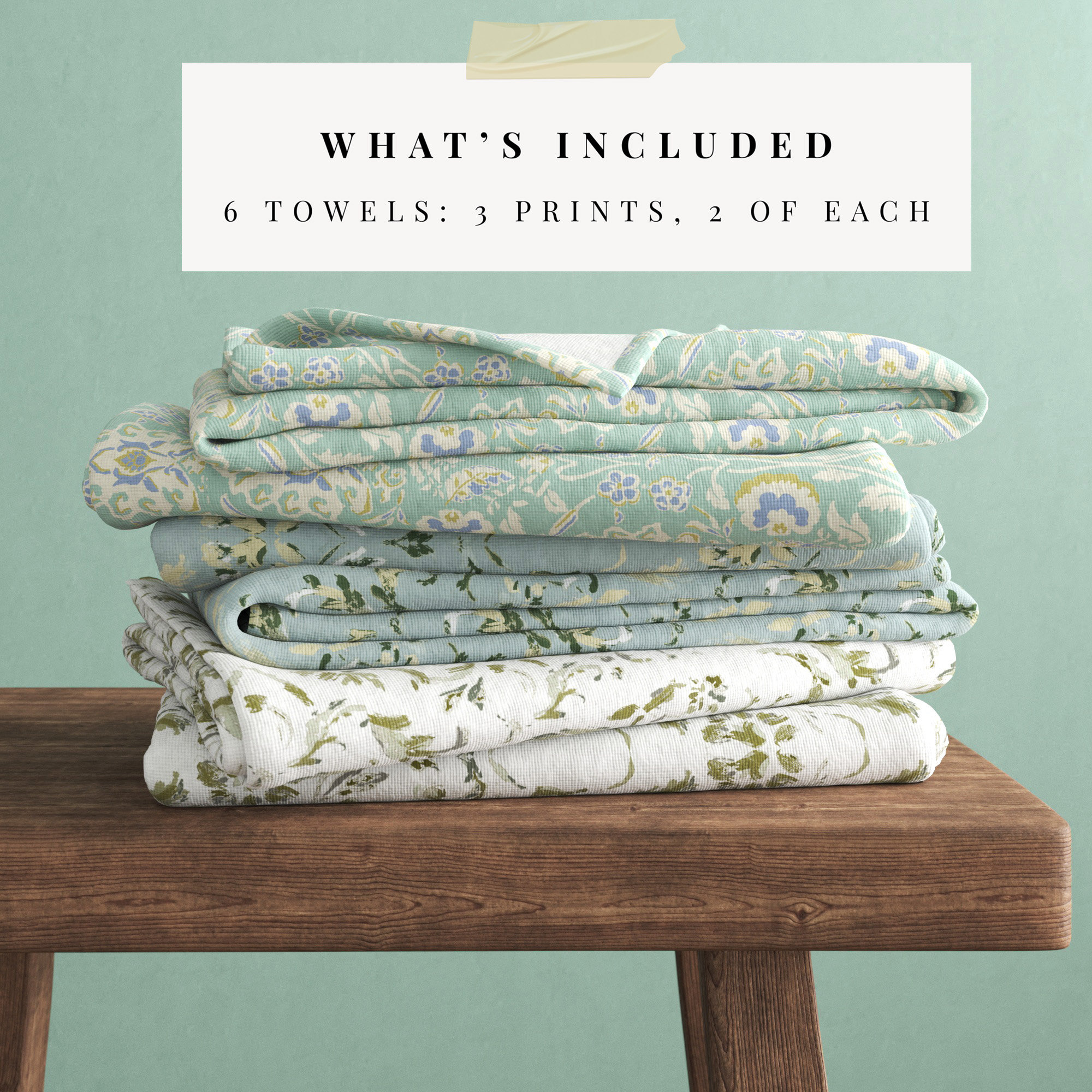 Patina Vie Maison 100% Cotton Floral Kitchen Dish Towel Set (Set of 6) | Wayfair