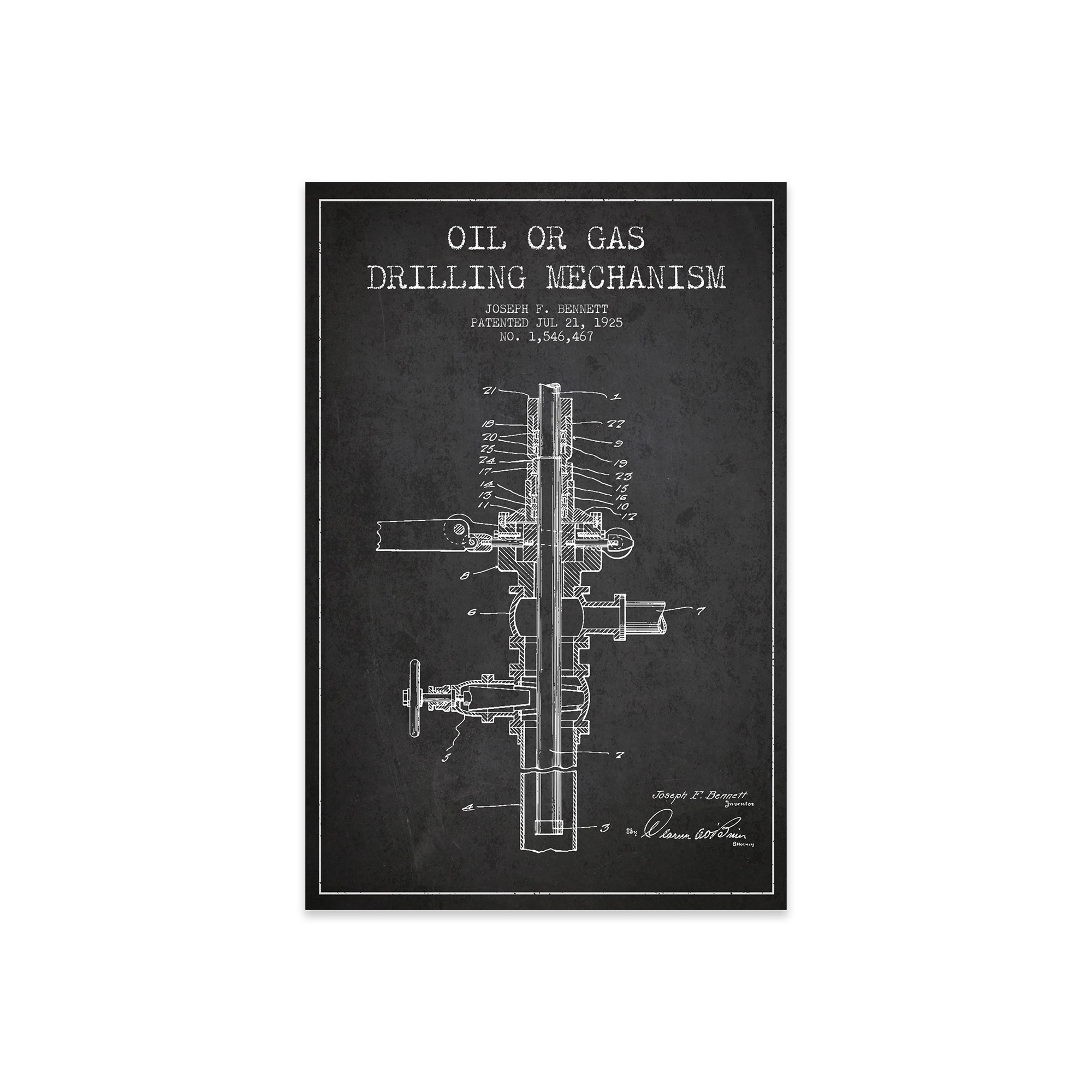 Williston Forge Oil Gas Mechanism Charcoal Patent Blueprint by Aged ...
