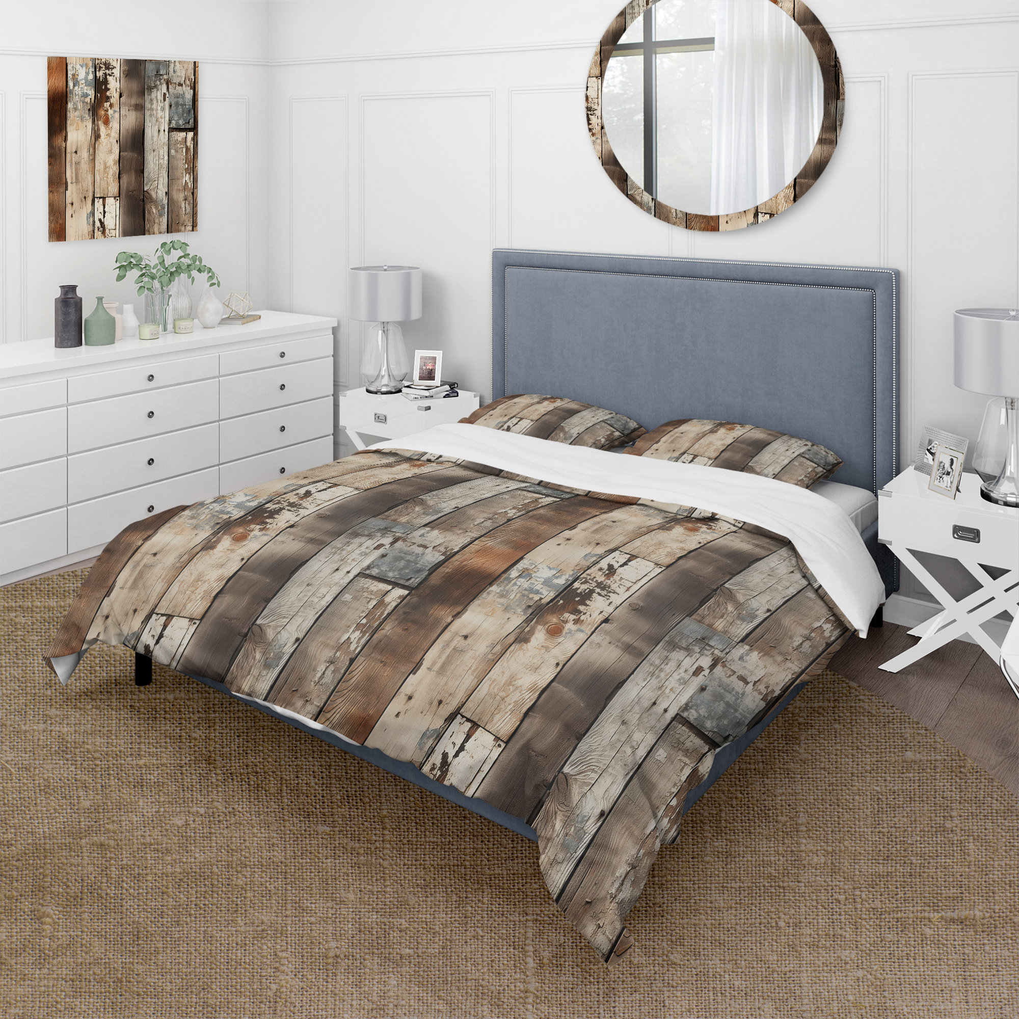 Design Art Rustic Farmhouse Weathered Planks - Vintage Duvet Cover Set ...