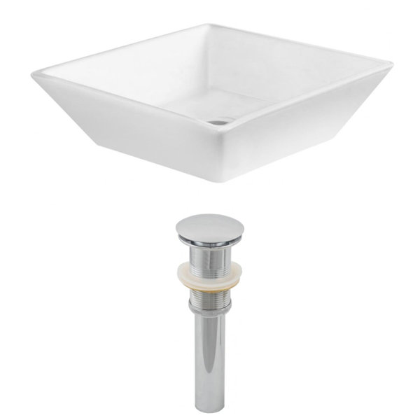 Plumbing N Parts Lavabo de salle de bain vasque carré en céramique ...