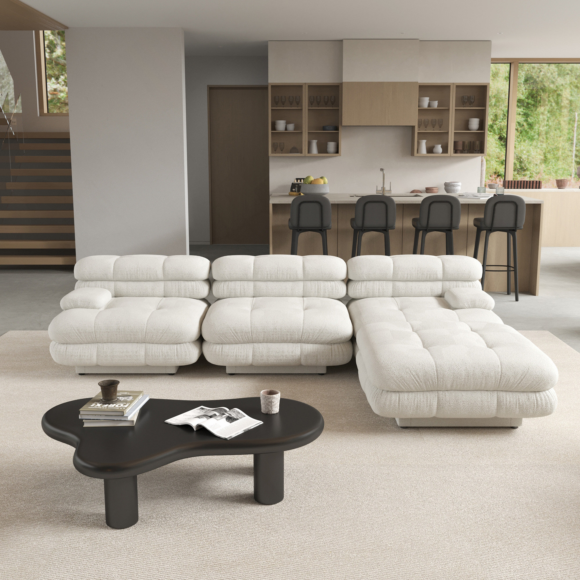 Hokku Designs Urban Modern Modular Sofa Comfort Style Modular 120-Inch ...