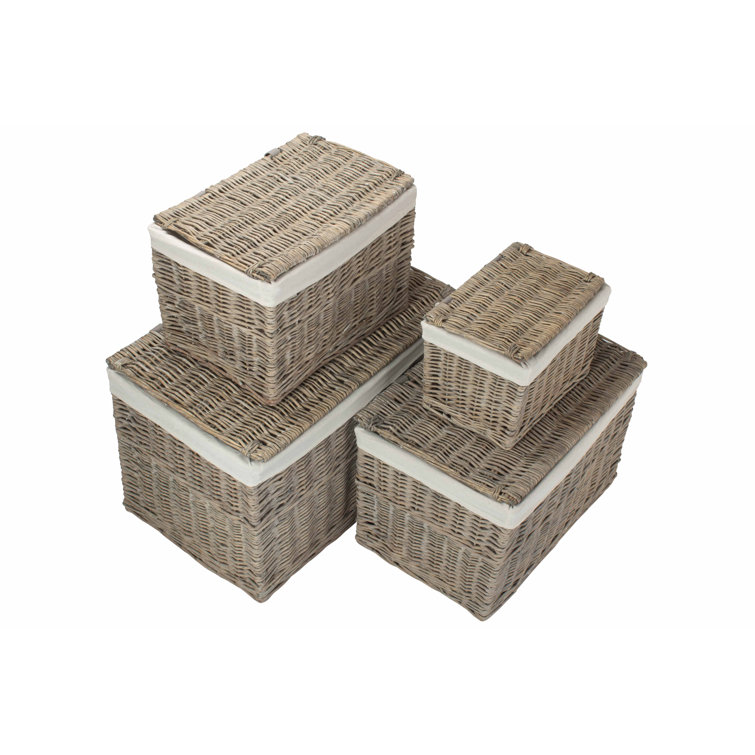 Bay Isle Home Wicker 4 Piece Storage Hamper Basket Set | Wayfair.co.uk