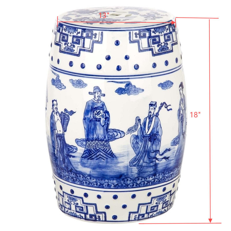 Red Barrel Studio® Ceramic Decorative Garden Stool, Blue | Wayfair