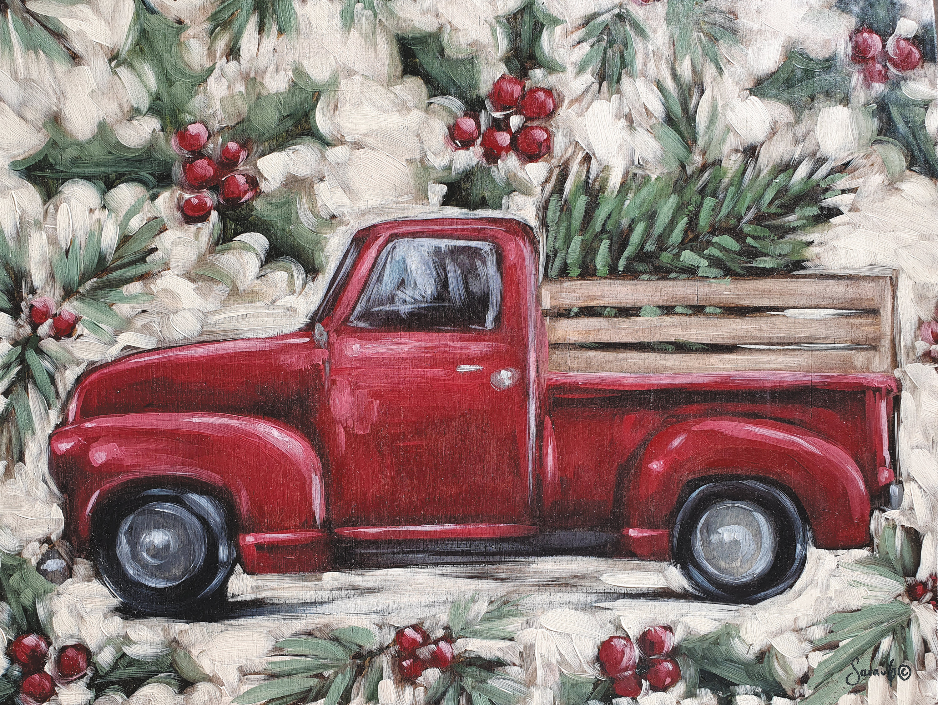 The Holiday Aisle® Holly Jolly Truck by Sara G. Designs | Wayfair