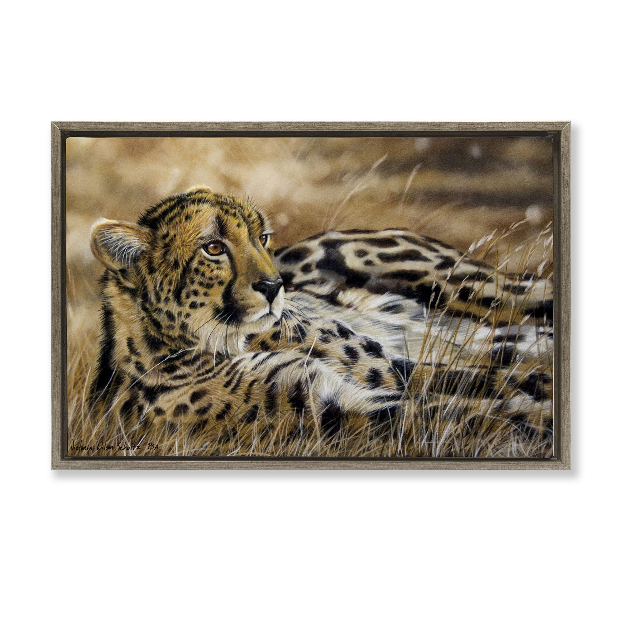 Bungalow Rose Relaxing Leopard Scenery Gold Framed Floater Canvas by ...