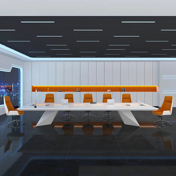 My Lux Decor Large And Small Conference Table Long White Paint Simple ...