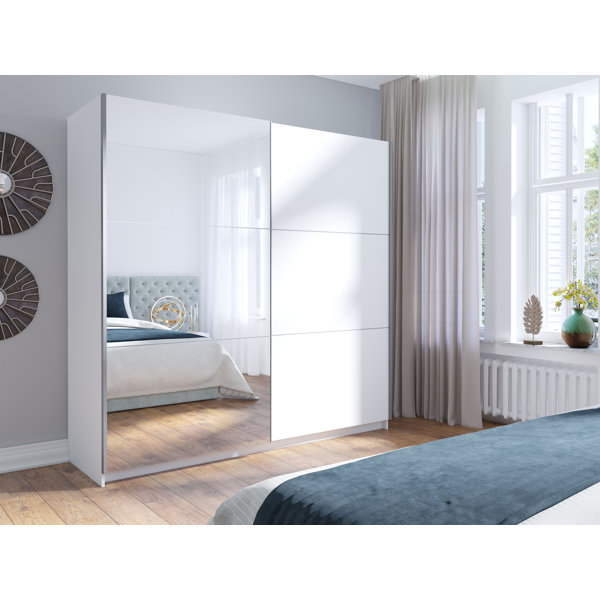 17 Stories Two -door floating wardrobe with mirror | Wayfair.co.uk