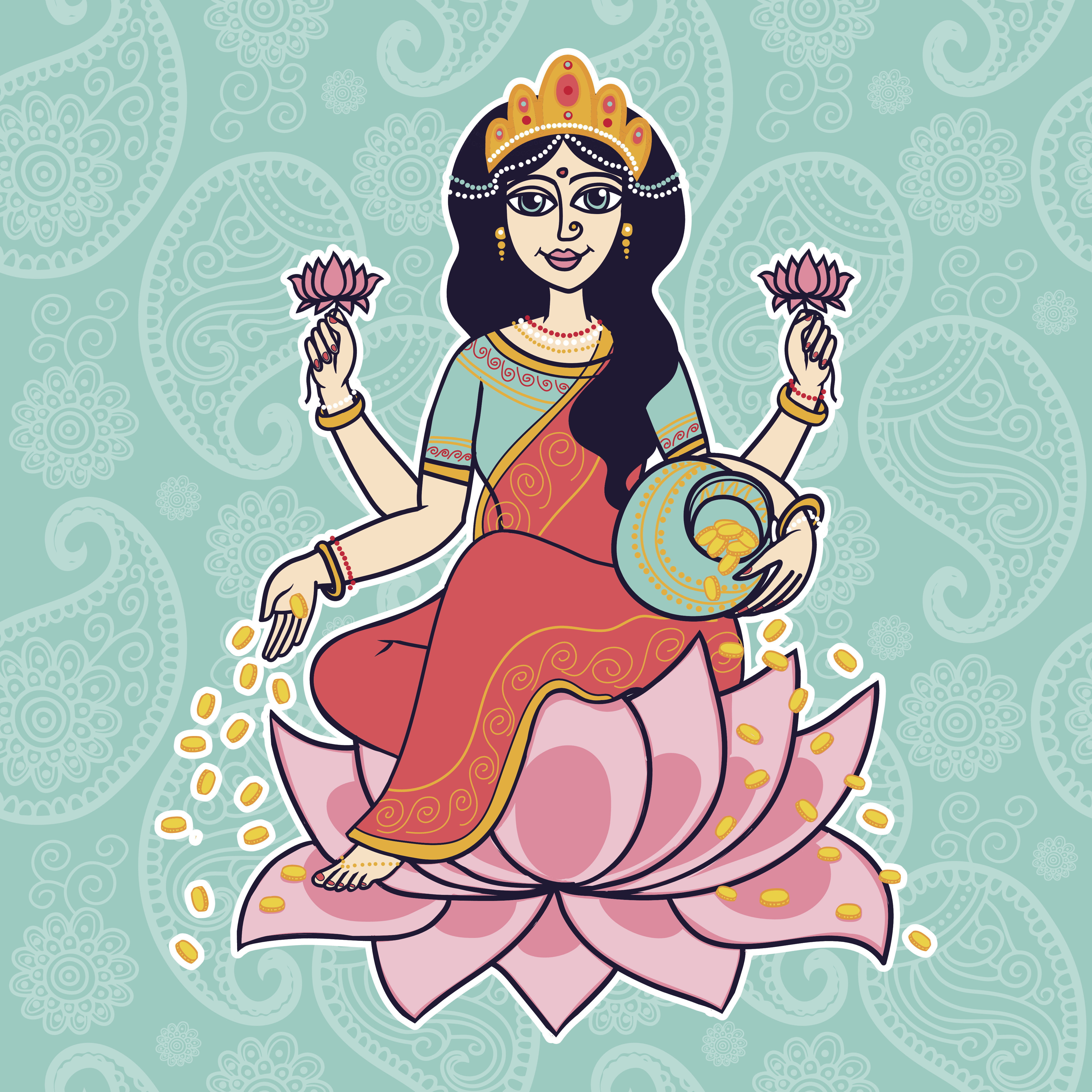 Winston Porter Keyondra Hindu Goddess Lakshmi On Canvas by Natasha ...