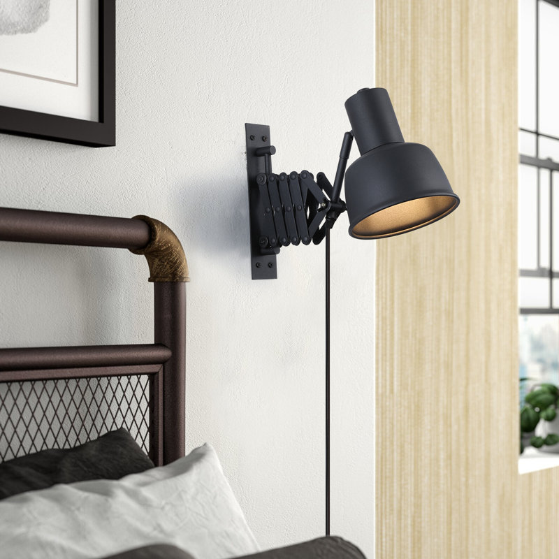 17 Stories Tingrui Modern Industrial Black Plug in Wall Sconces ...