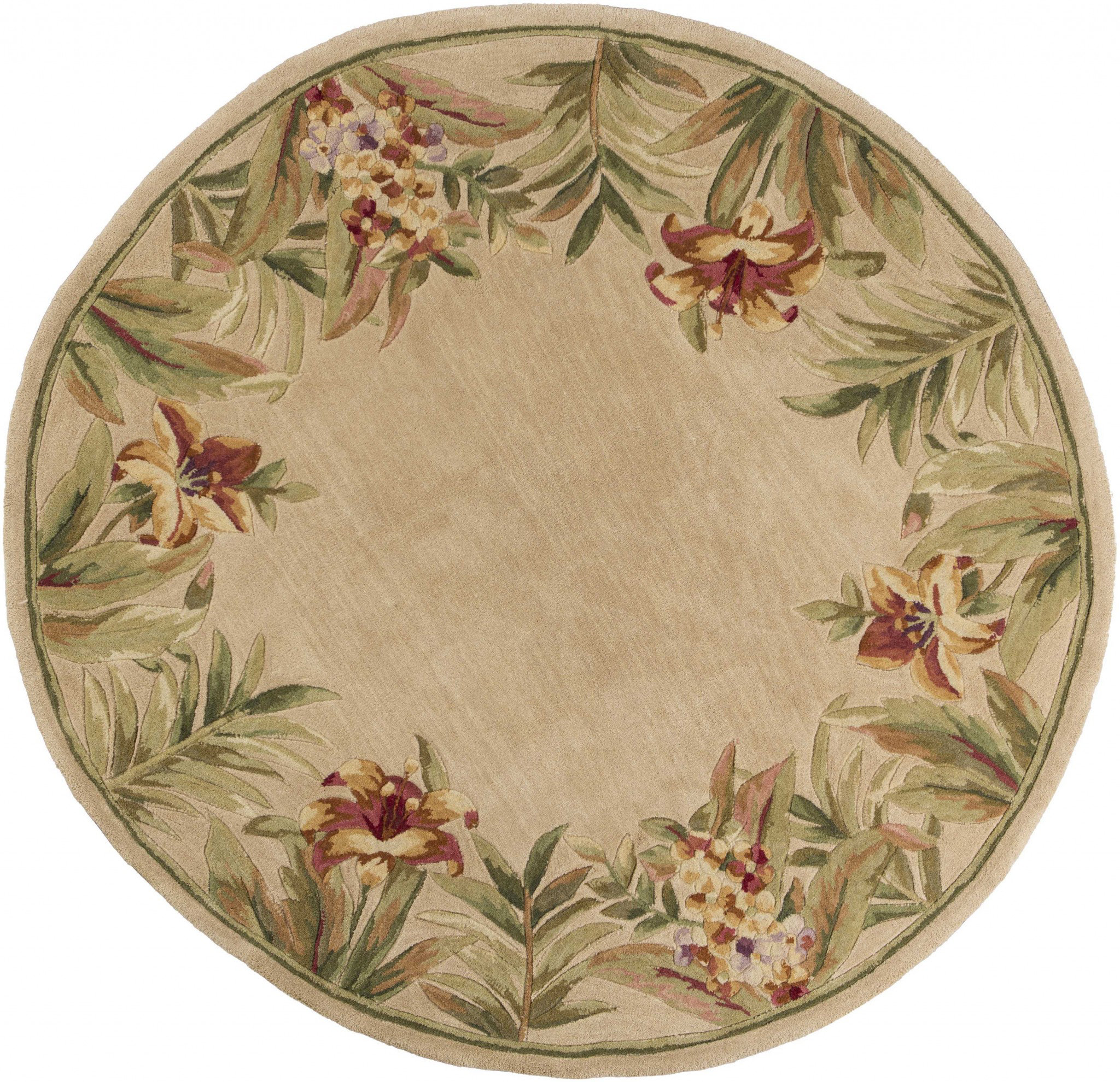 ZeaZu 5'' Round Wool Ivory Area Rug | Wayfair