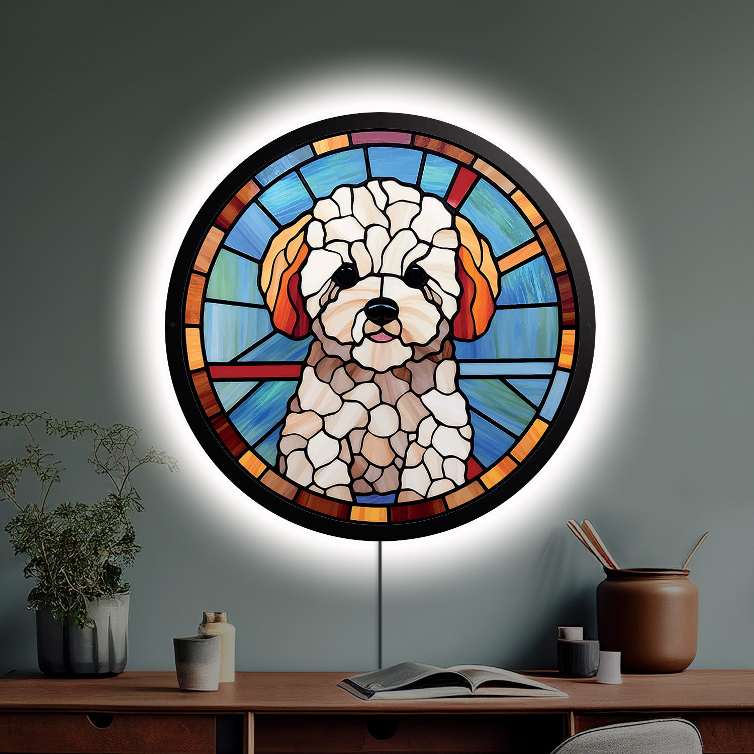 Red Barrel Studio® Yorkie Poo Stained Glass Look Custom Neon Sign ...