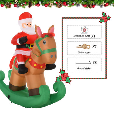 The Holiday Aisle® Santa Claus Riding Rocking Horse Christmas ...