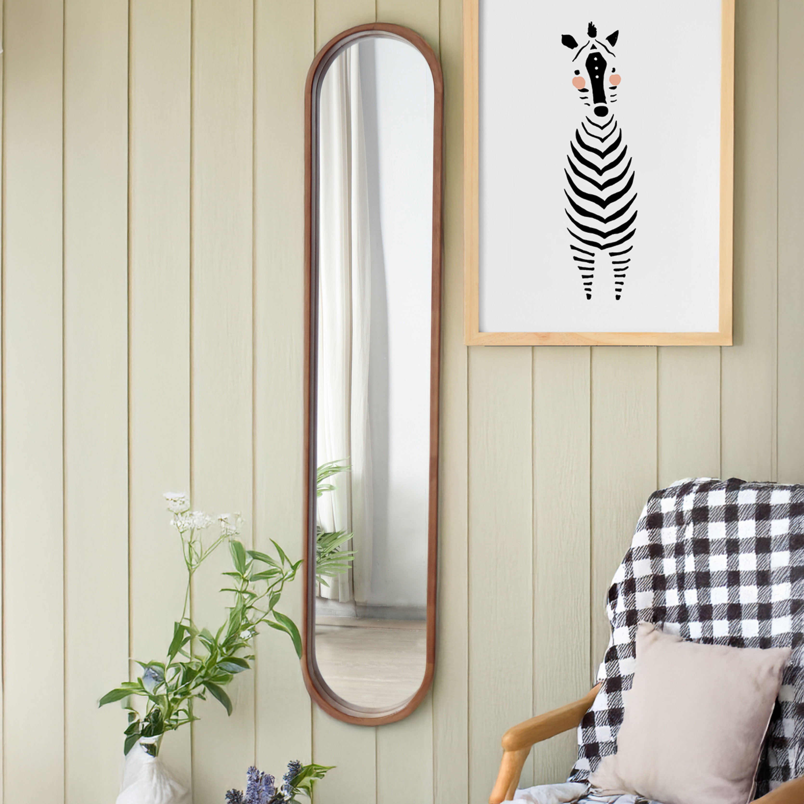 Ebern Designs Vanhook Rounded Corner Slim Profile Full Length Mirror ...