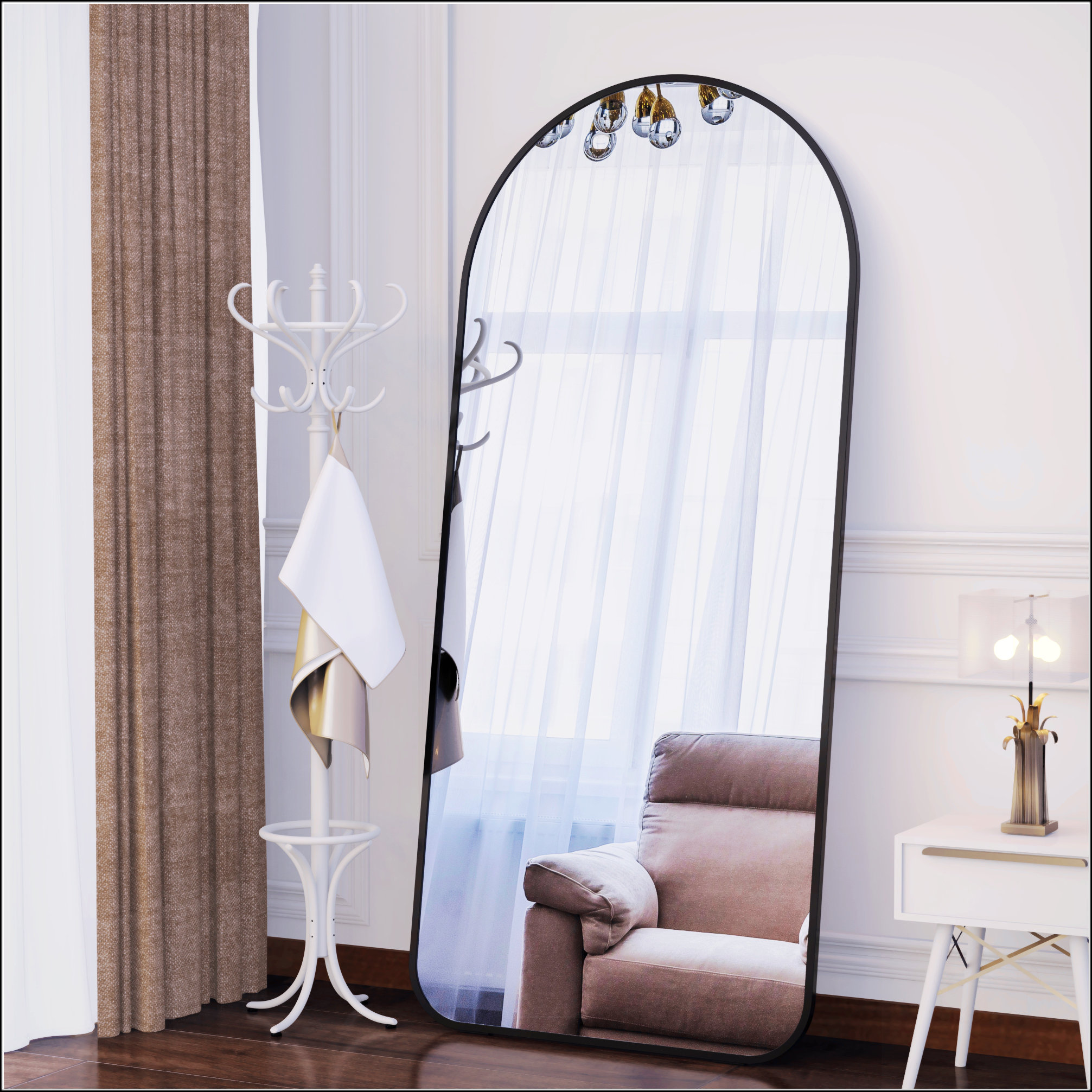 Latitude Run® Arch Full Length Mirror 71"×32" Big Full Body Mirror For ...