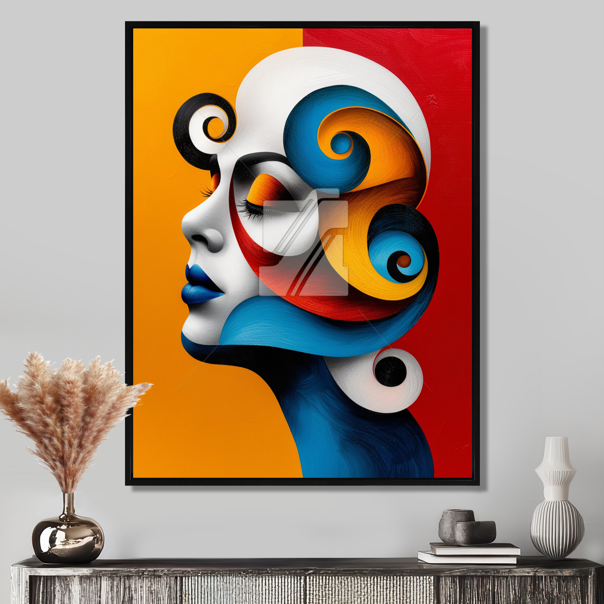 Ivy Bronx Essential Red Yellow And Blue Whirling Portrait - Abstract ...