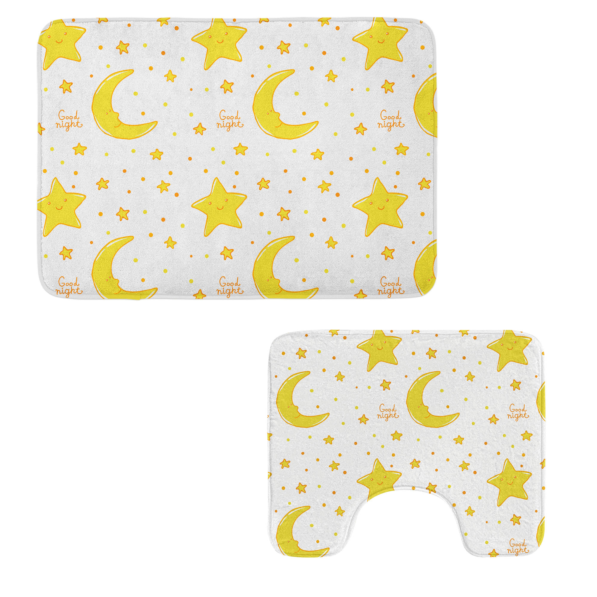 East Urban Home Yellow and White Bathroom Rug Set 2 Pieces Rectangle ...