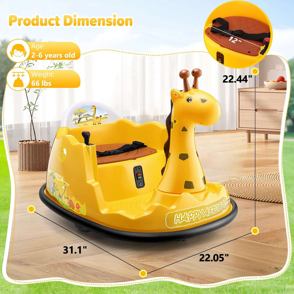 Himimi 12 Volt Giraffe Bumper Car Battery Powered Ride-On Toy | Wayfair