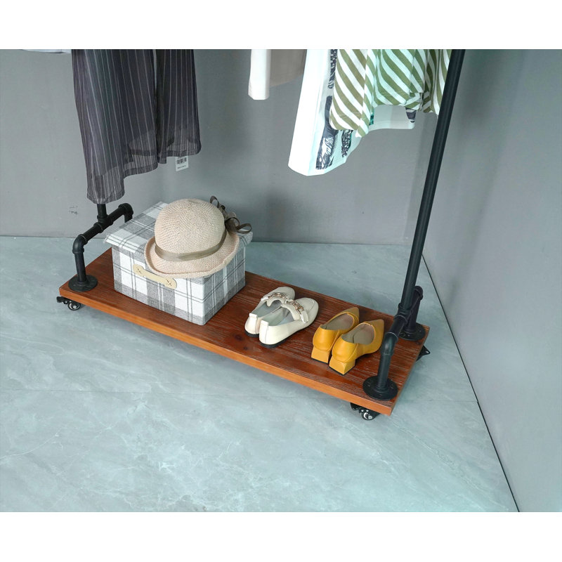 Williston Forge Industrial Pipe Clothing Rack On Wheels, Rolling Iron ...