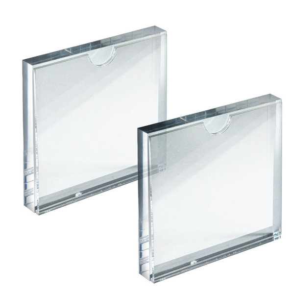 Azar Displays Clear Acrylic Block Sign Holder Frame 4” x 4”, Top Load ...
