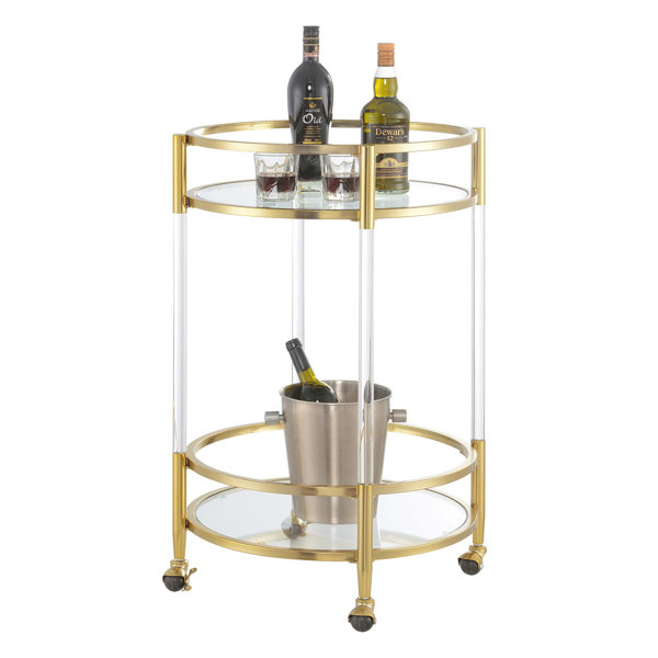 Willa Arlo™ Interiors Carolina Acrylic Round Glass Bar Cart & Reviews ...