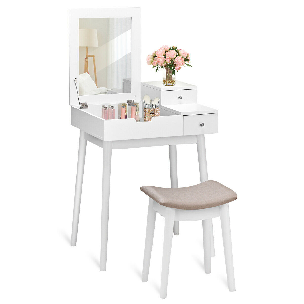 Wrought Studio™ Kieron Vanity Set with Mirror & Reviews | Wayfair
