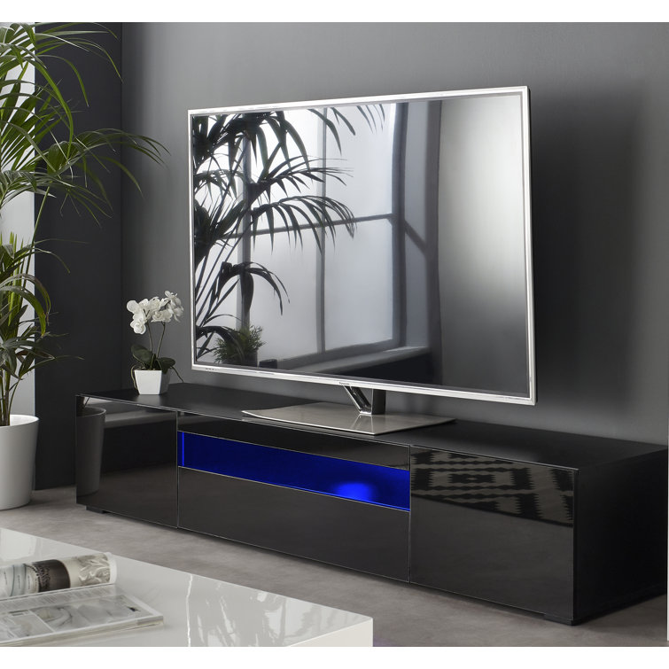 Metro Lane Woodvale 200cm TV Stand Cabinet with Lights for up to 90" TV ...