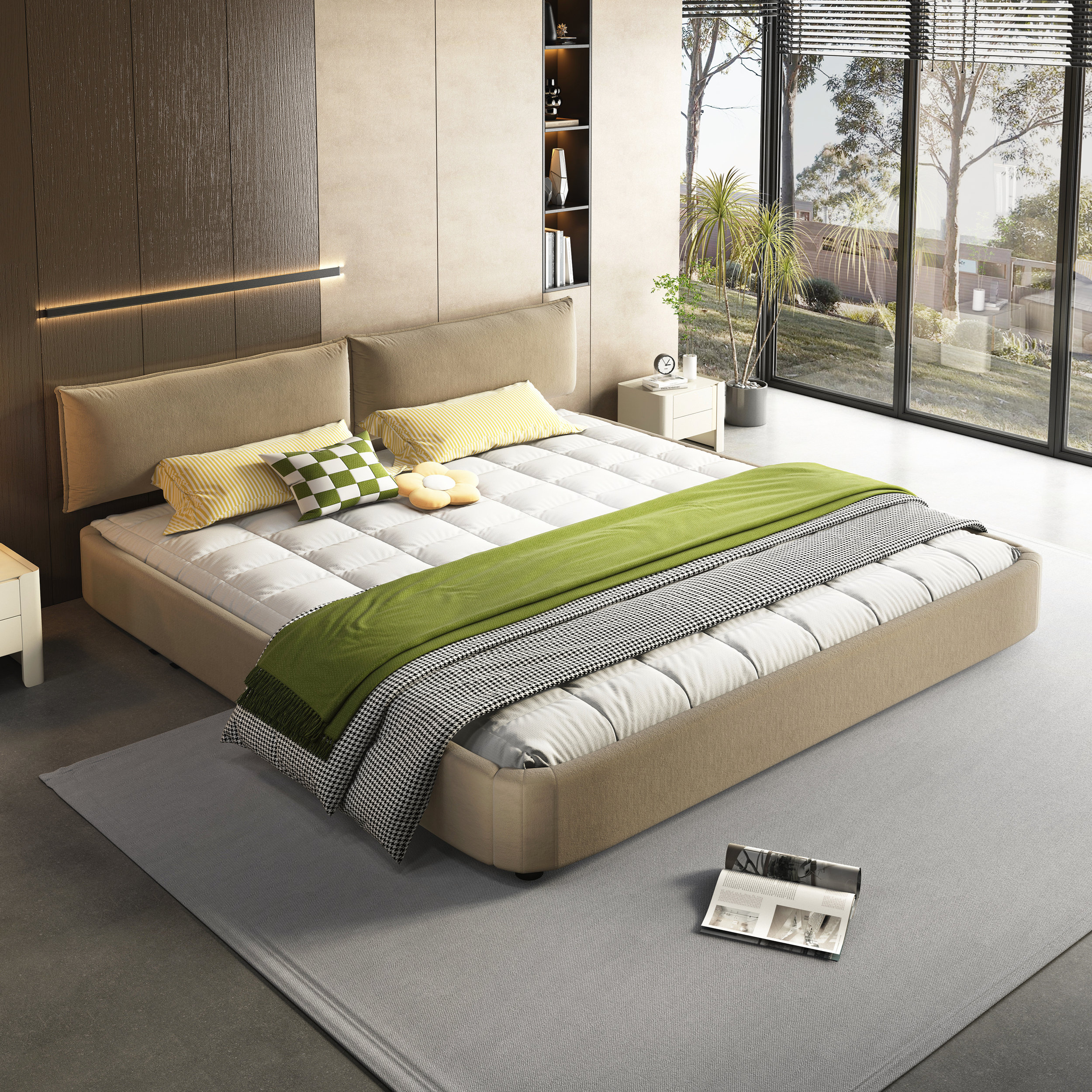 Latitude Run® King Size Cloud Bed Frame With Oversized Padded Movable ...