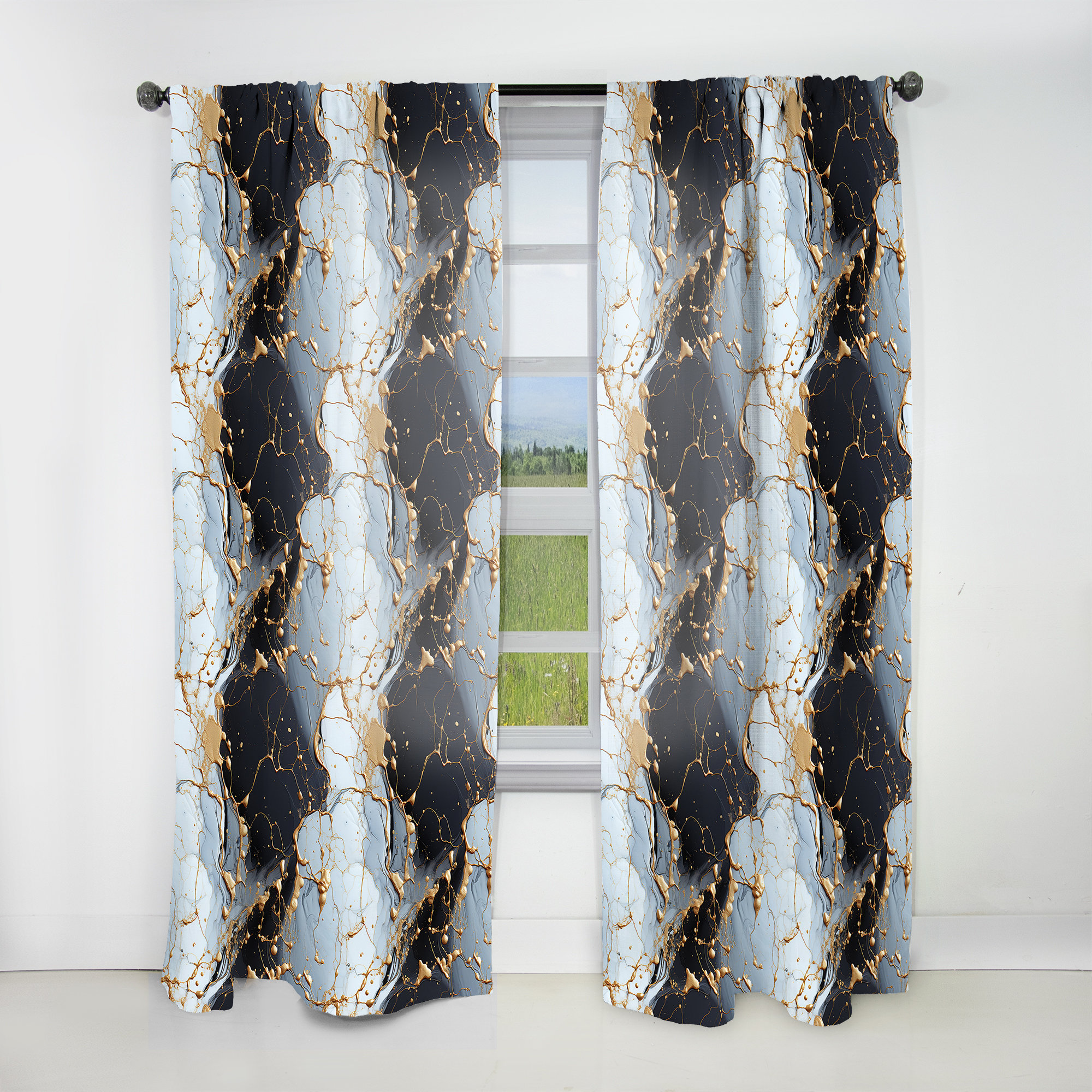Design Art Gilded Gold And Black Luxe Marble Opulence - Glam Velvet ...