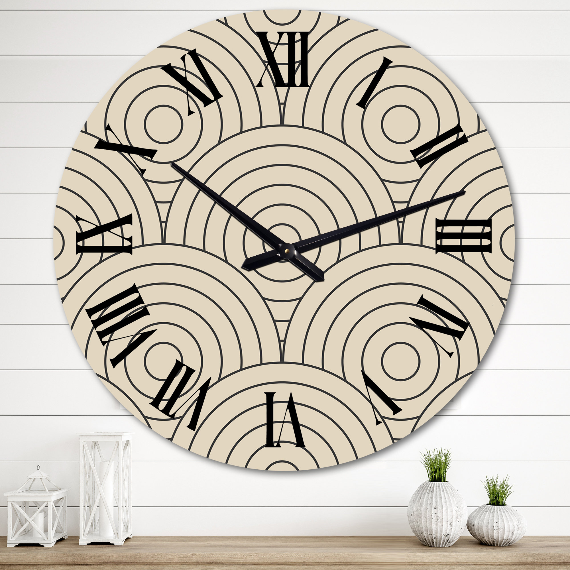 East Urban Home Geometric Concentric Minimal Circles In Beige VI Wall ...