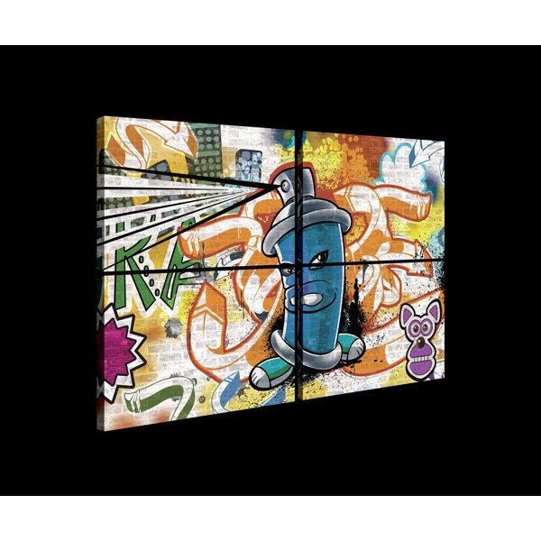 Brayden Studio 4-tlg. Leinwandbilder-Set Graffiti-Spray | Wayfair.de
