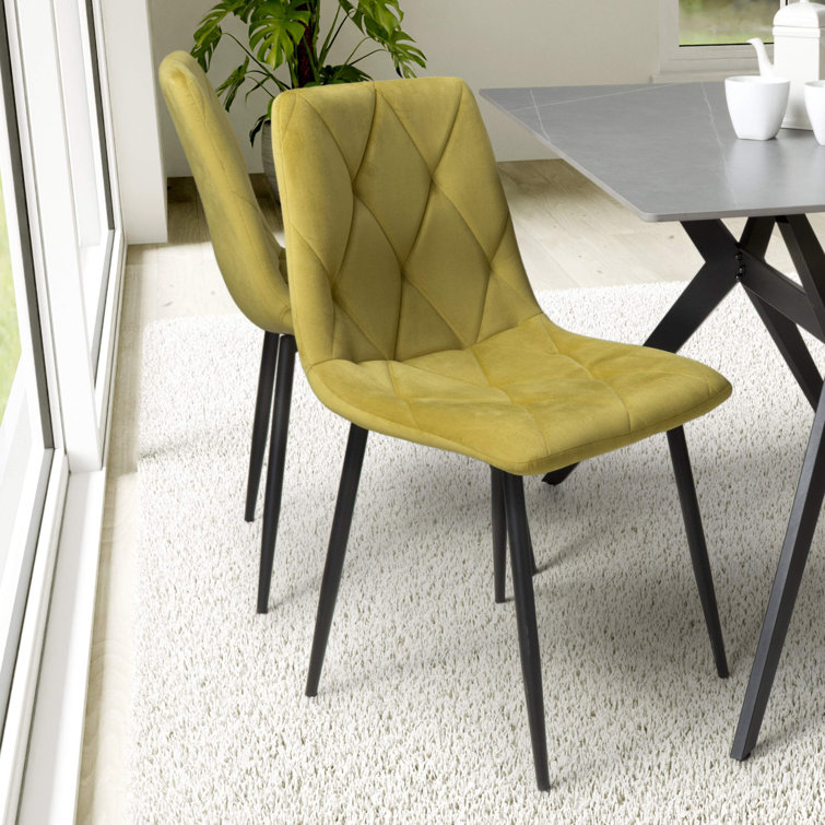 George Oliver Venice Brushed Velvet Mustard Dining Chair | Wayfair.co.uk