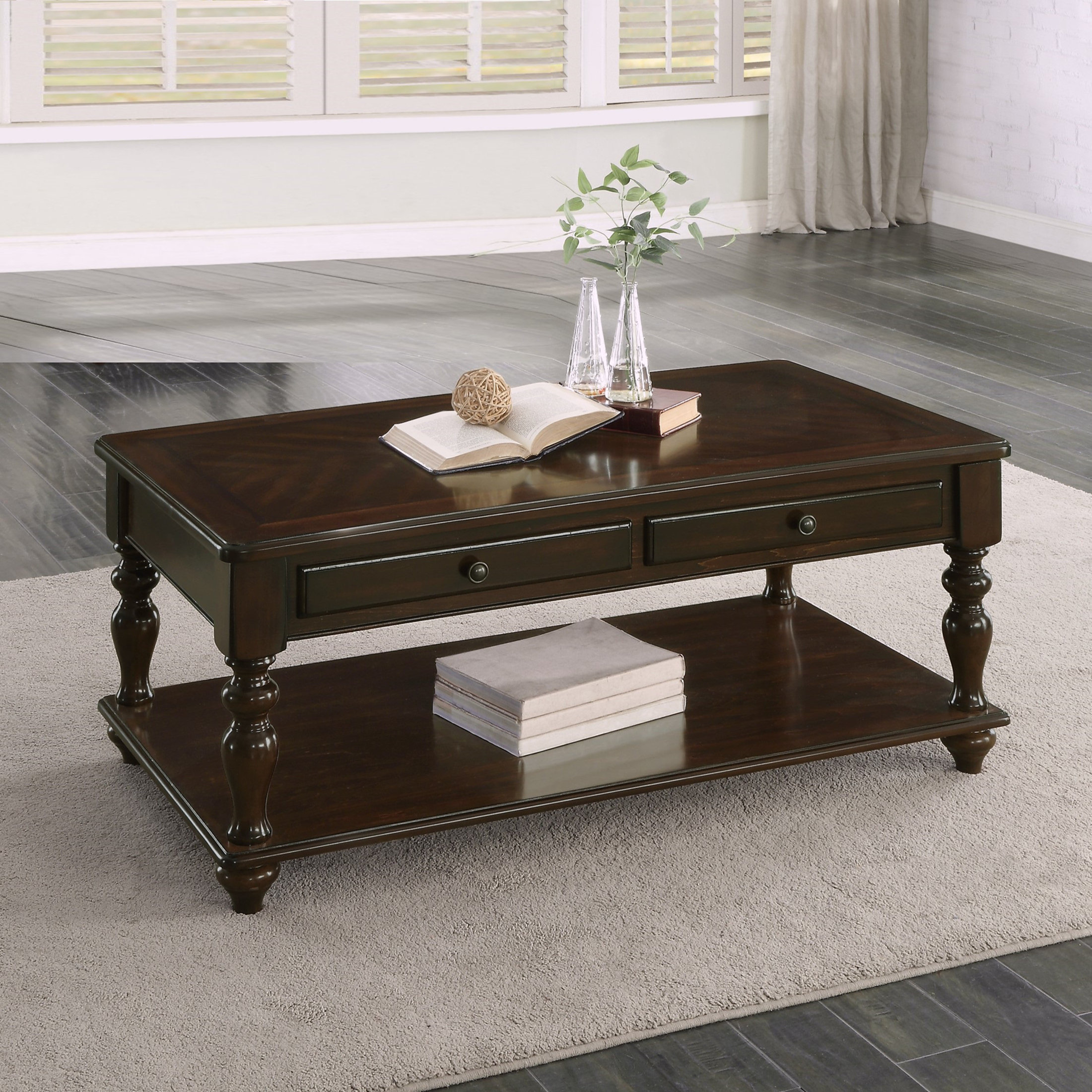 Hokku Designs 1pc Espresso Finish Lift-Top Storage Cocktail Table ...