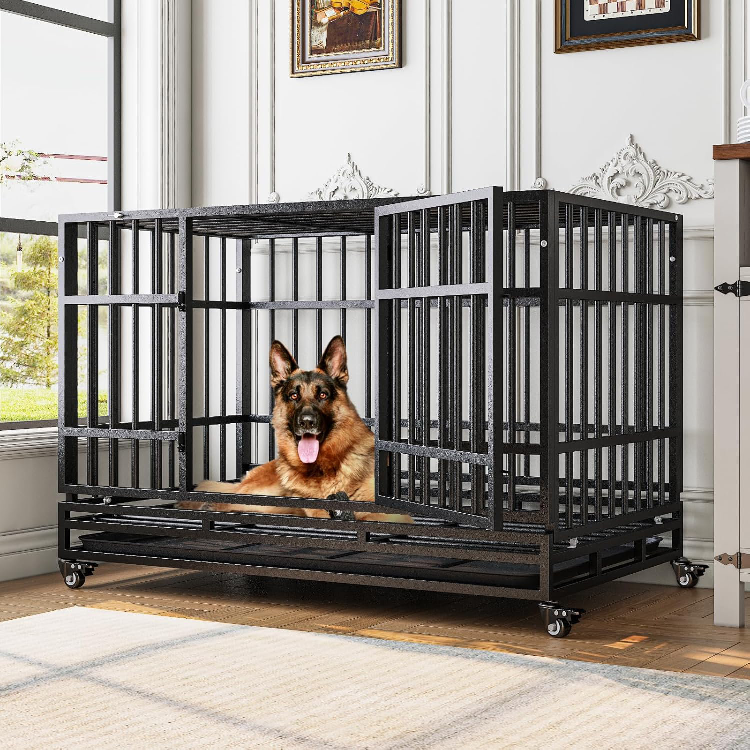 Tucker Murphy Pet™ 48 Inch Heavy Duty Dog Crates, Escape Proof Dog Cage ...