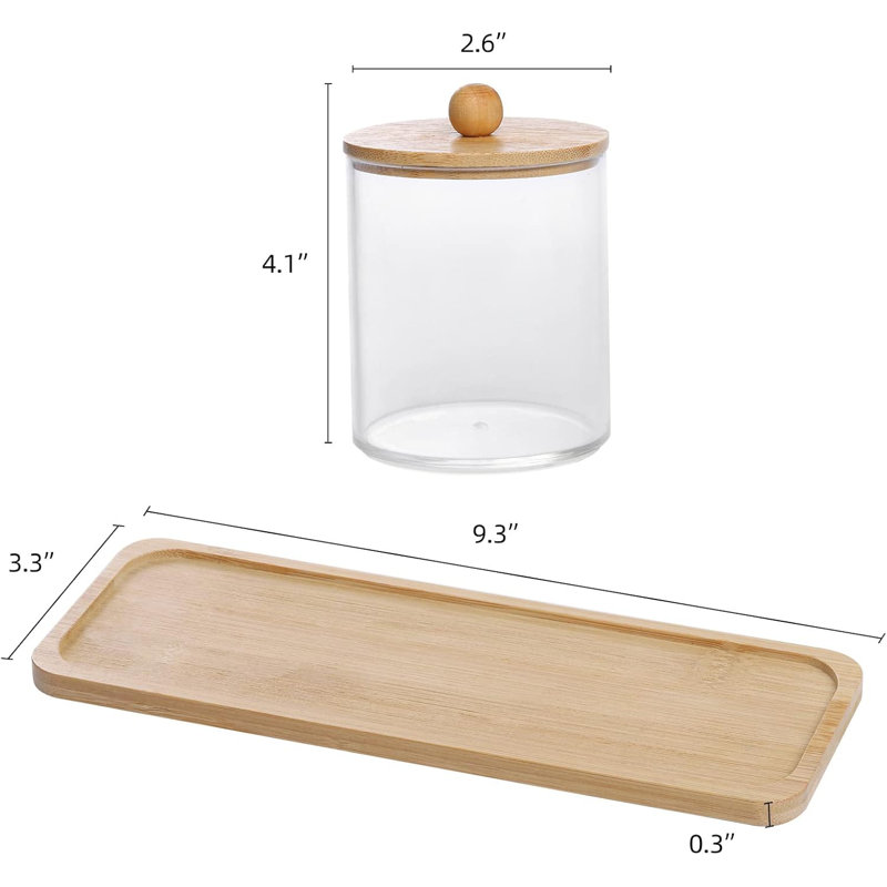 Gracie Oaks 10 Oz Cotton Swab/Ball/Pad Holder With Vanity Tray, Cotton ...