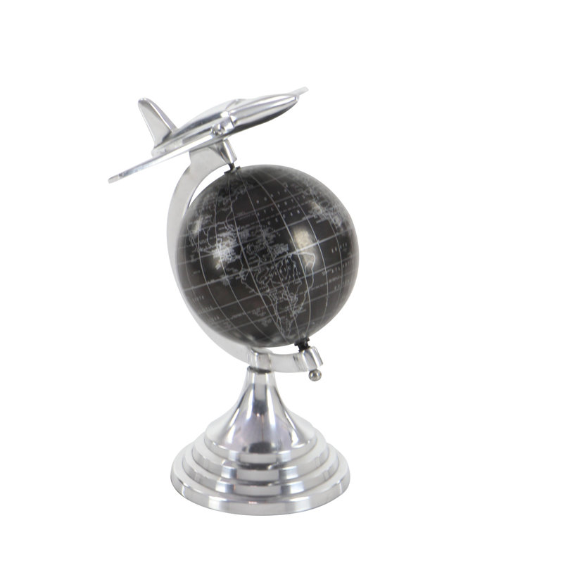 Williston Forge Aluminum Metal World Map Airplane Educational ...