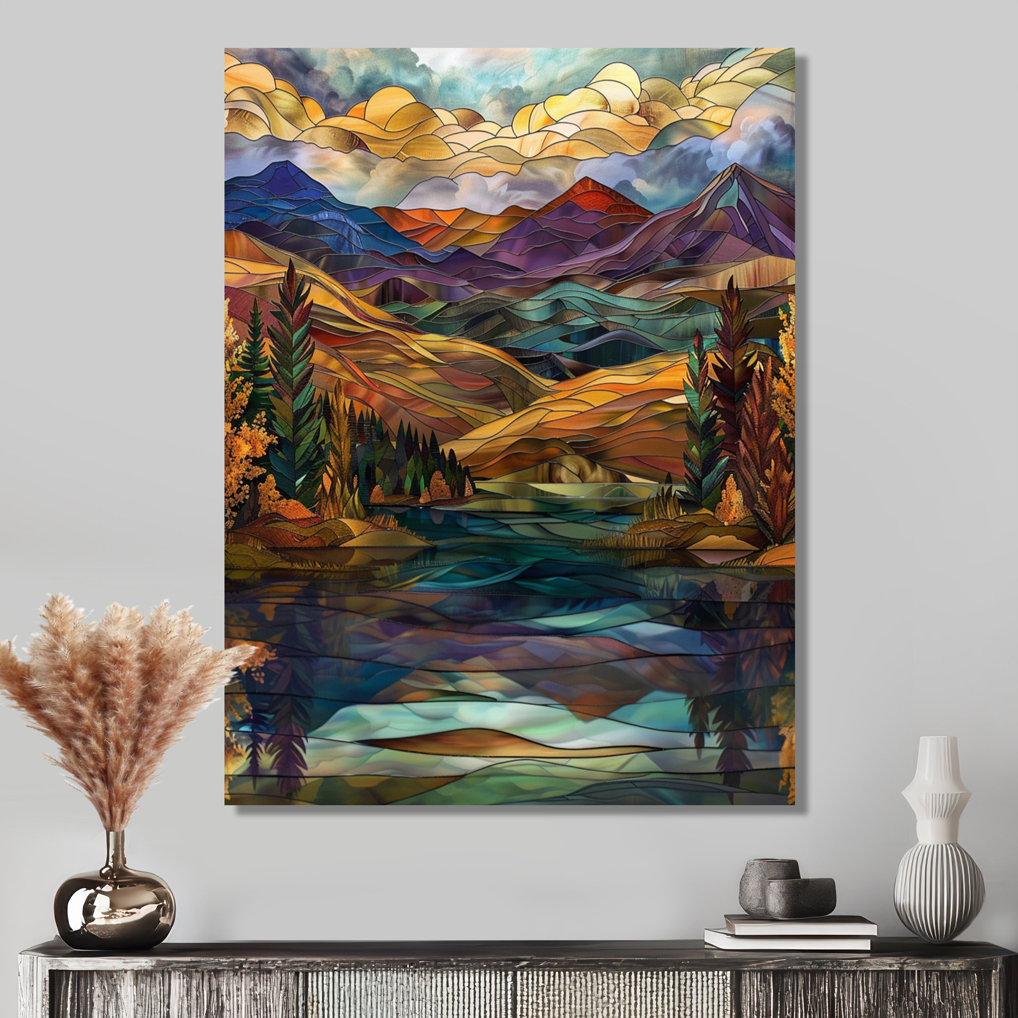 Millwood Pines Mountain Lake Faded Autumn Colors - Abstract Landscape ...