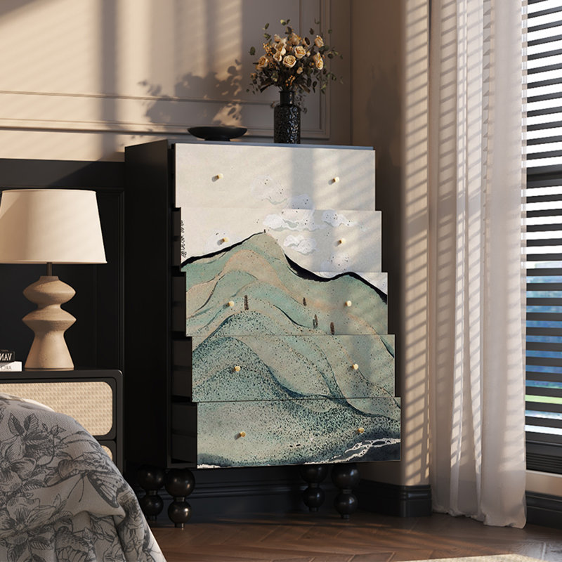 DURBIL Walnut Wood Storage Cabinet with Drawers | Wayfair