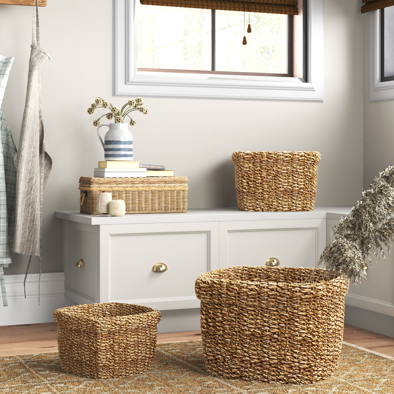 Sand & Stable™ Varney 3 Piece Square Wicker/Rattan Basket Set | Wayfair
