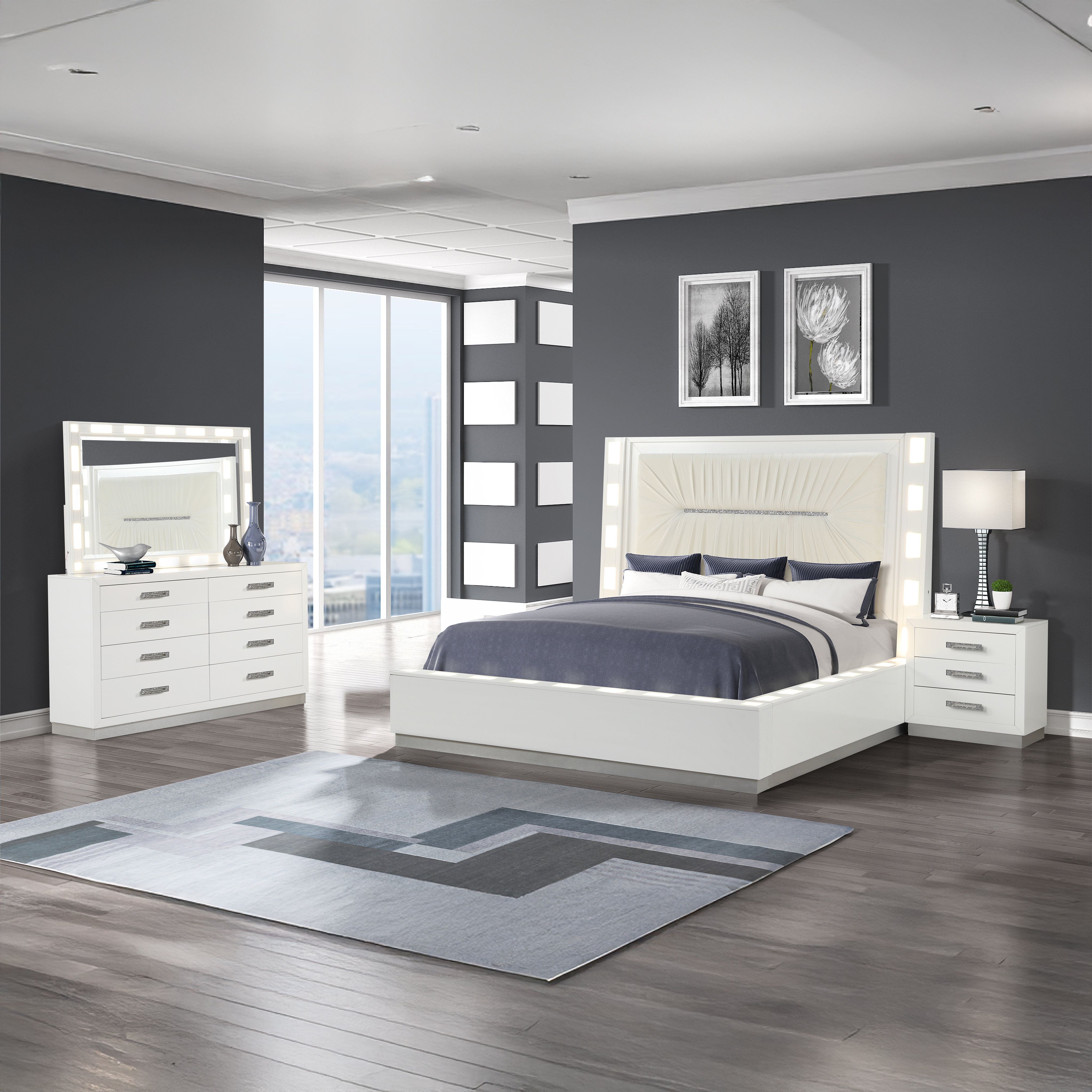 Ebern Designs Vannida 4 Piece Bedroom Set in Milky White - Wayfair Canada