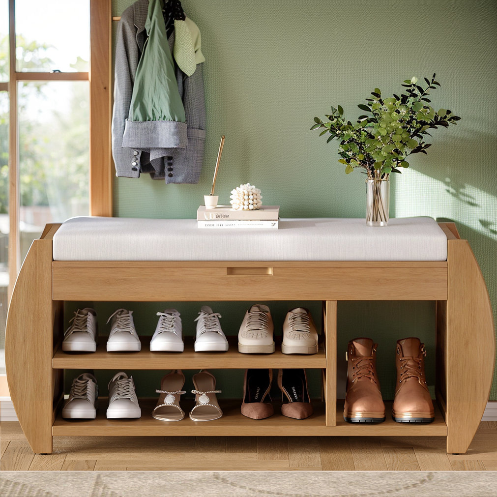 Lark Manor™ TREXM Shoe Storage Bench with Cushion and Curved Side ...