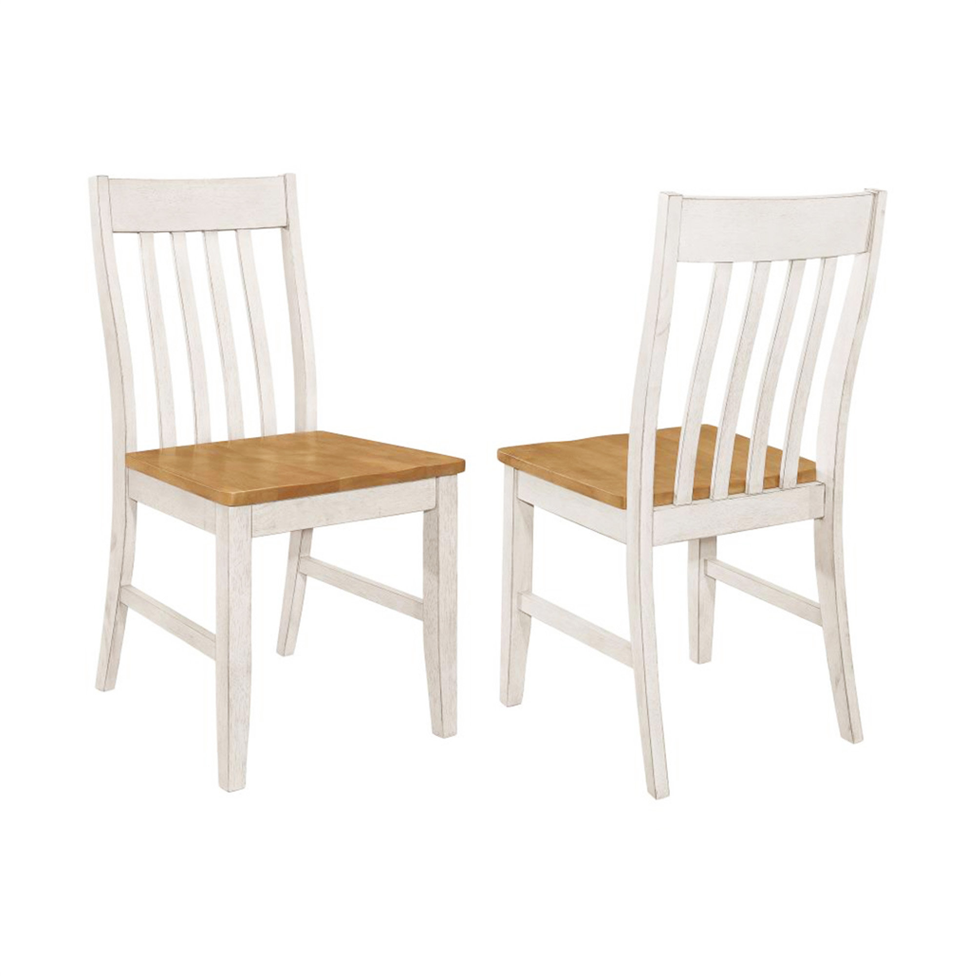Rosalind Wheeler Set Of 2 Wooden Dining Chairs, Natural And Off White ...