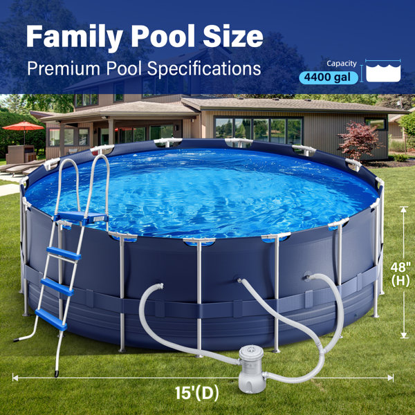 Sunrio Cool Round Framed Swimming Pool Above Ground - Wayfair Canada