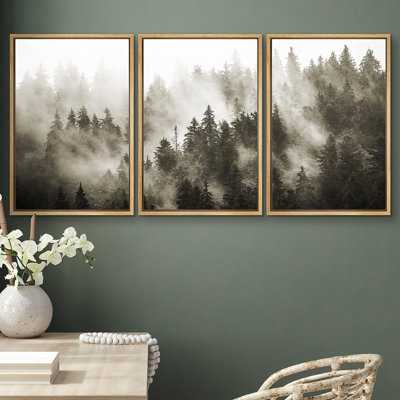 IDEA4WALL Misty Forest Landscape Woodland Nursery Decor Set Misty Pine ...